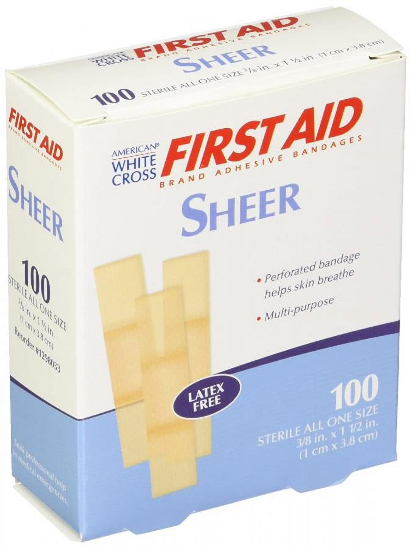 American White Cross Bandaid Care, Adhesive Bandage, 3/8 Inch x 1.5 ...