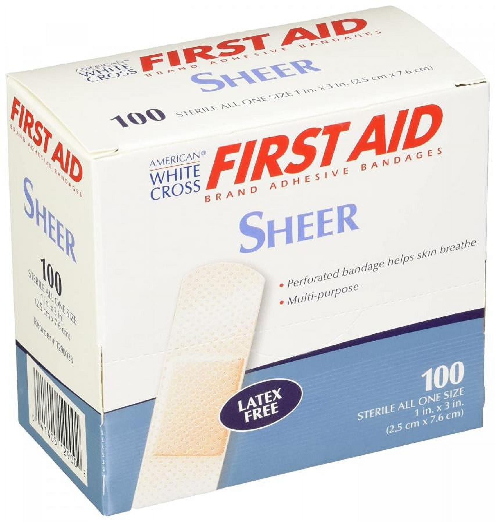 American White Cross Adhesive Bandages, 1x3 inch, Sterile, Plastic, 100 ...