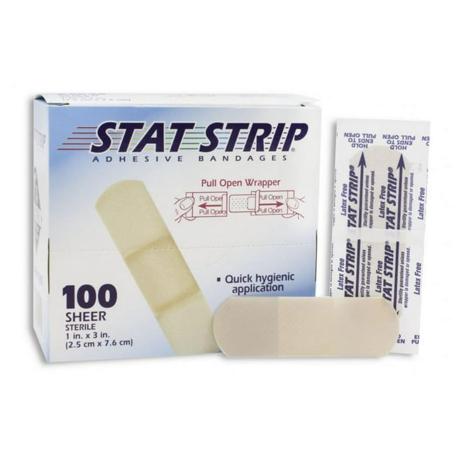 American White Cross Stat Strip Adhesive Bandages, Plastic, Rectangle ...