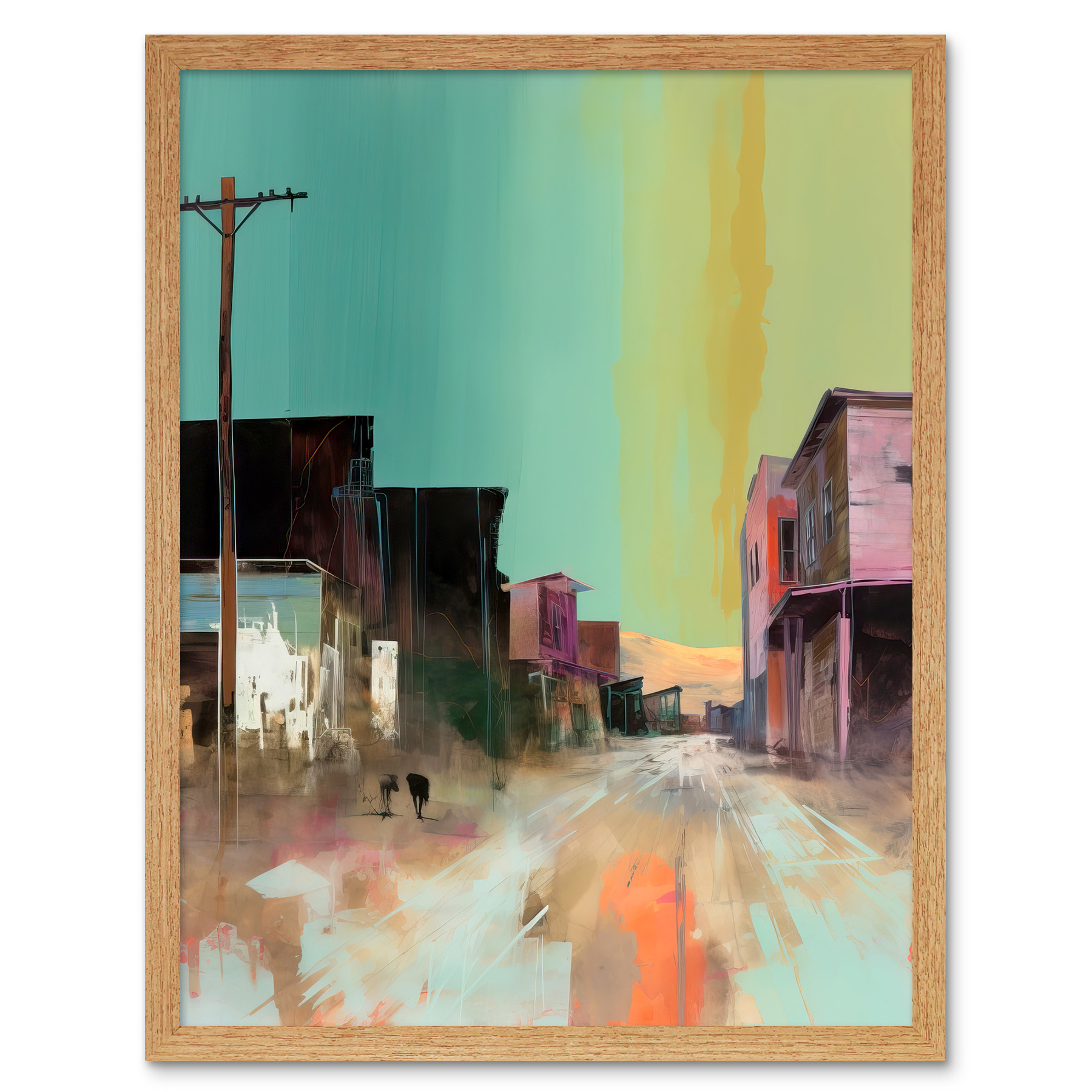 American Wild West Ghost Town Street Watercolour Art Print Framed ...