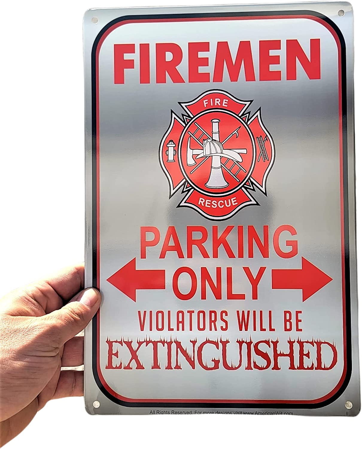American Wit Firefigheter Firemen Parking Only Metal Sign - Novelty 12 ...