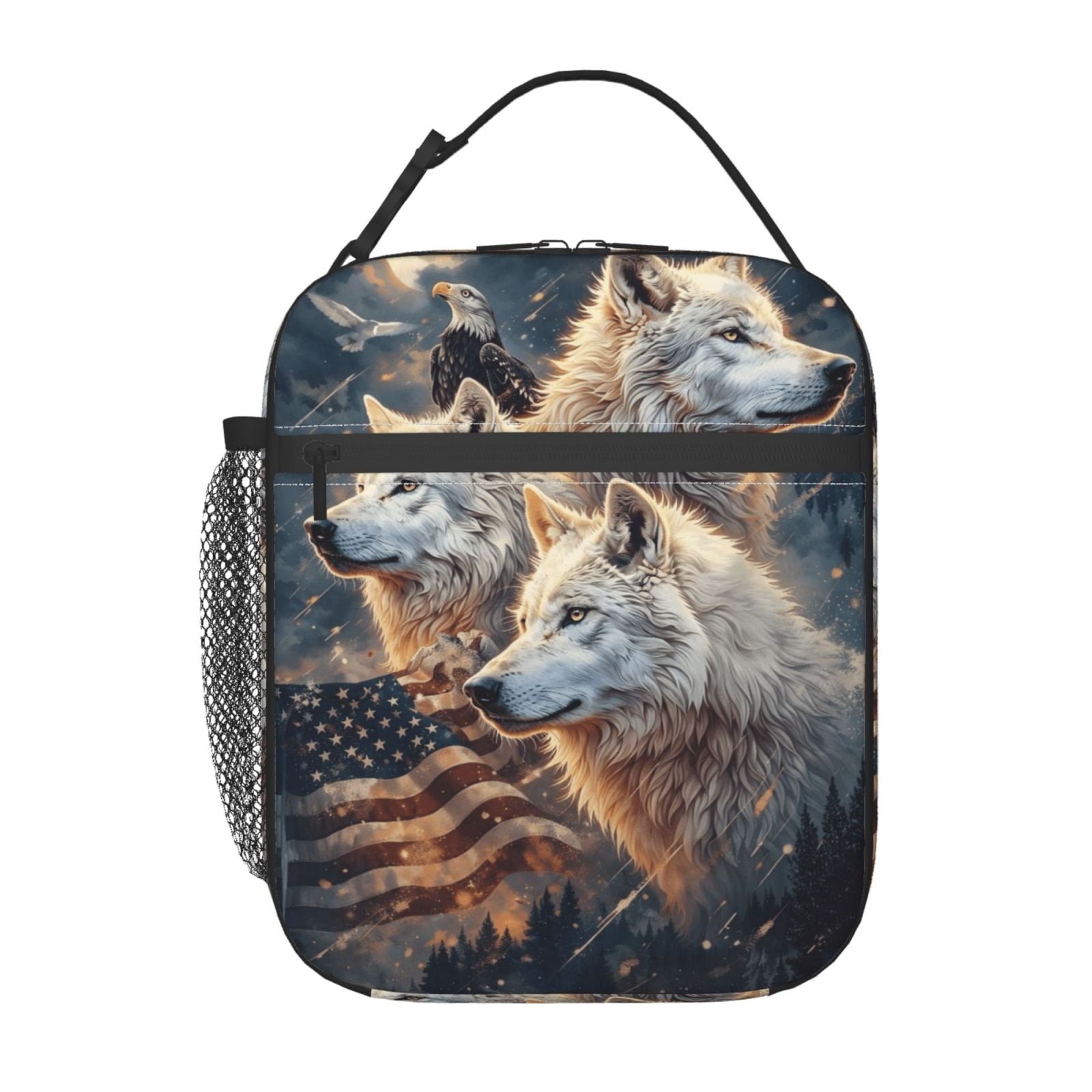 American Wolf And Eagle Lunch Bag Portable Insulated Lunch box with ...