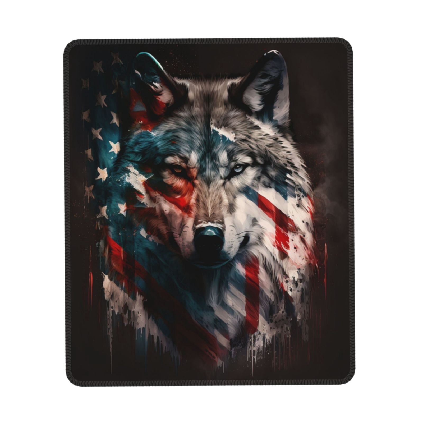 American Wolf USA Flag Gaming Mouse Pad 8.3 x 10.3 in Rectangle ...