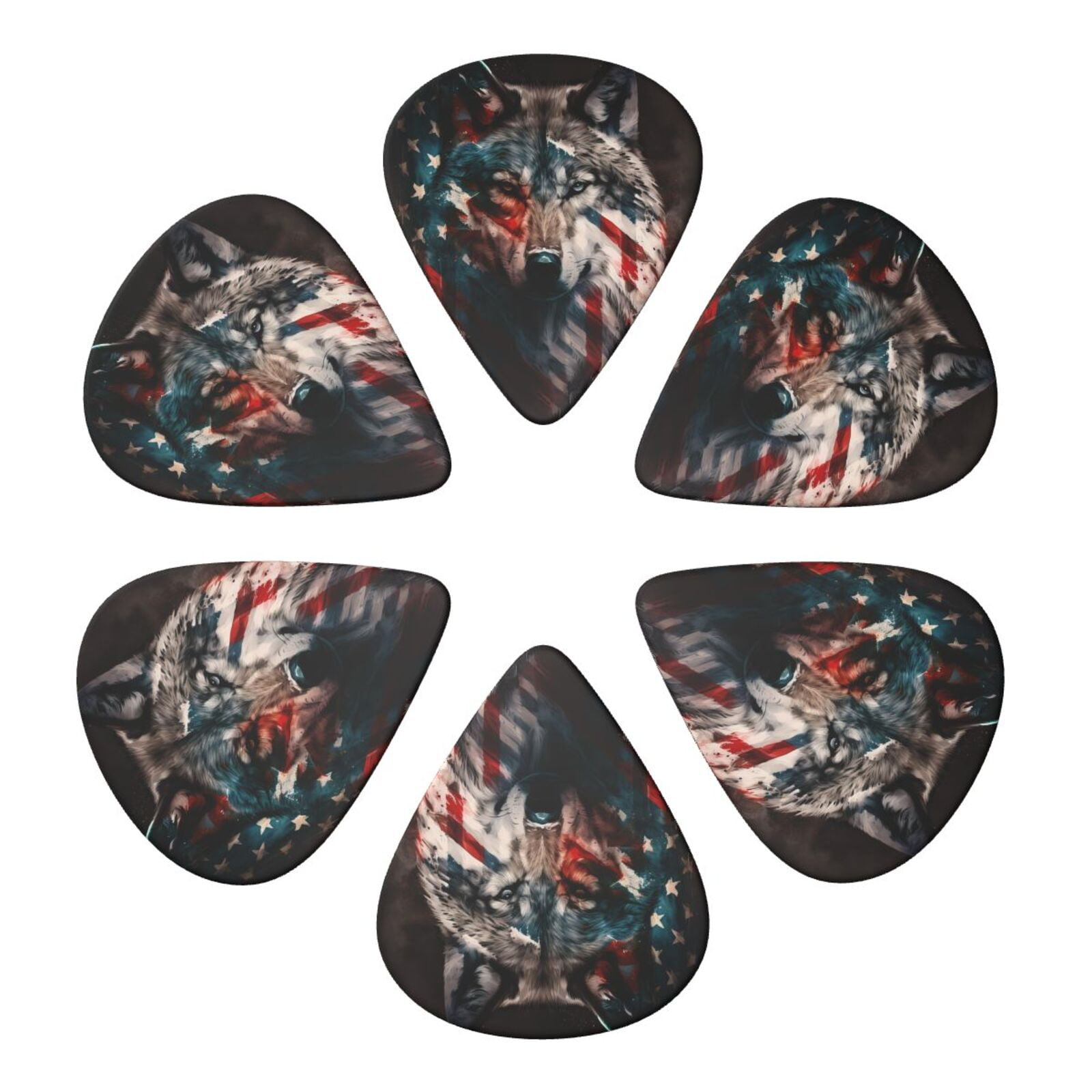 American Wolf USA Flag Guitar Pick 6 Pack for Bass Acoustic Electric ...