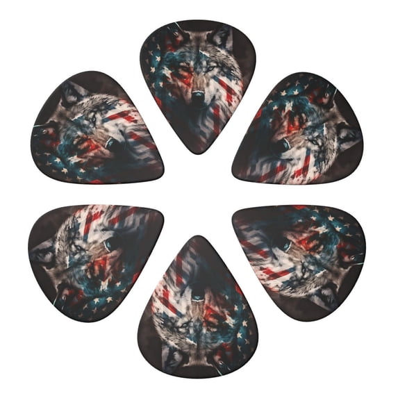 American Wolf USA Flag Guitar Pick 6 Pack for Bass Acoustic Electric ...