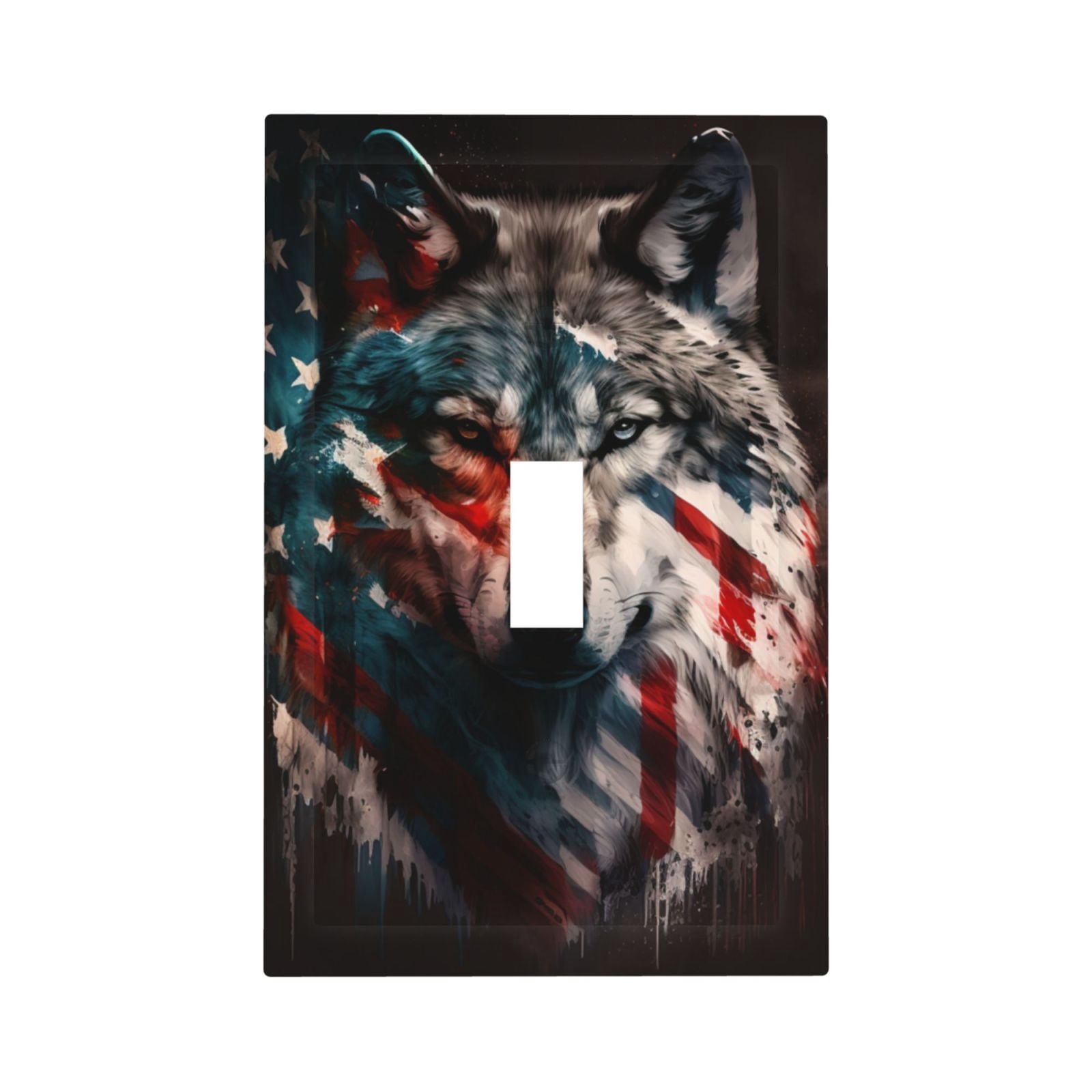 American Wolf USA Flag Single Toggle Wall Plate 1 Gang Decorative ...