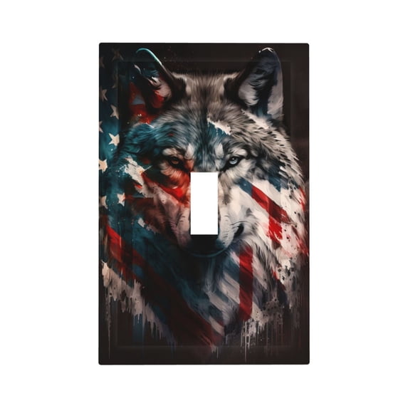 American Wolf USA Flag Single Toggle Wall Plate 1 Gang Decorative ...