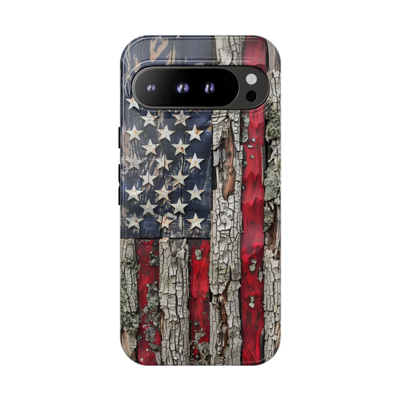 American Wood Flag UV Print Protective Case for iPhone 11 up to 17 Pro ...