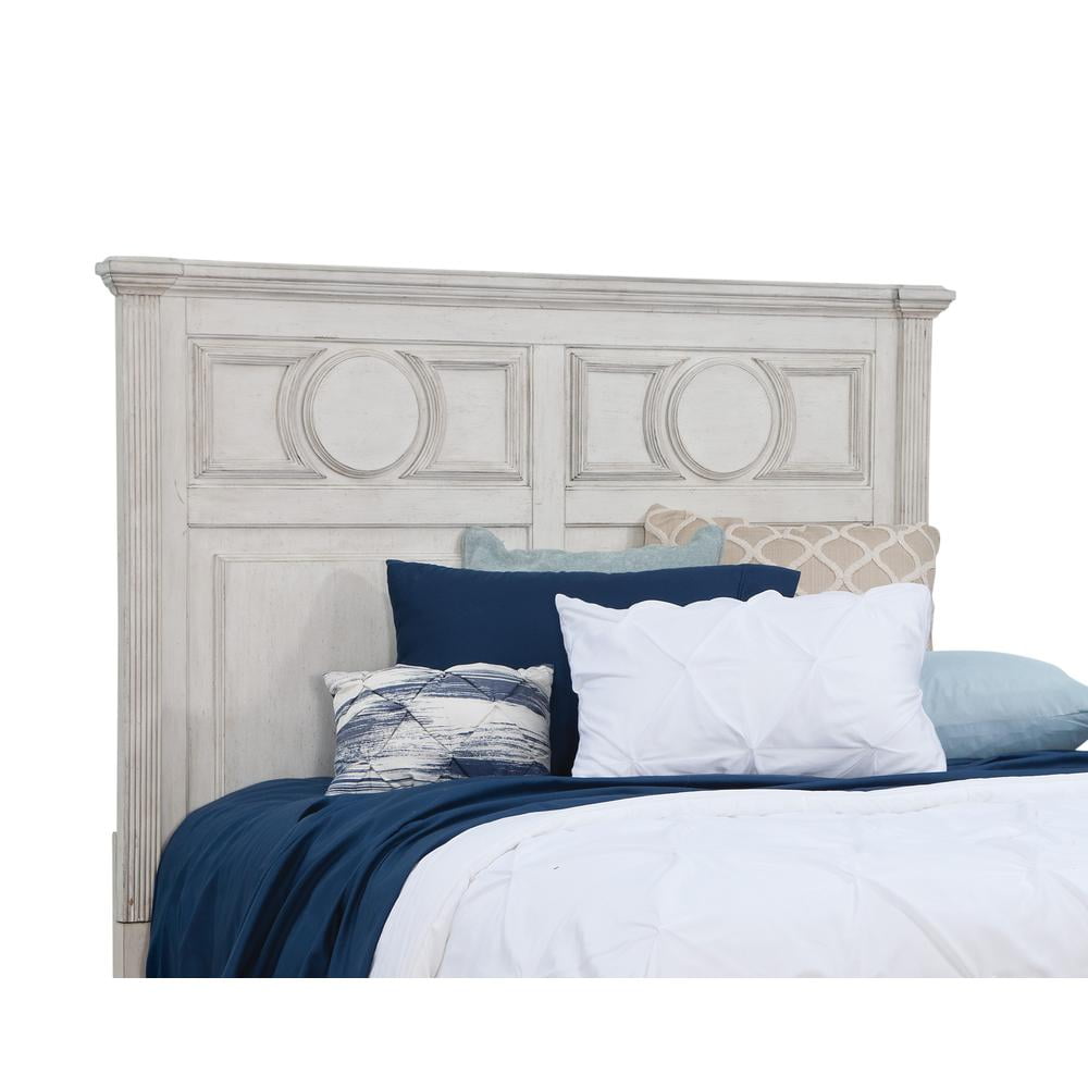 American Woodcrafters Brighten Antique White Wood Queen Panel Headboard ...