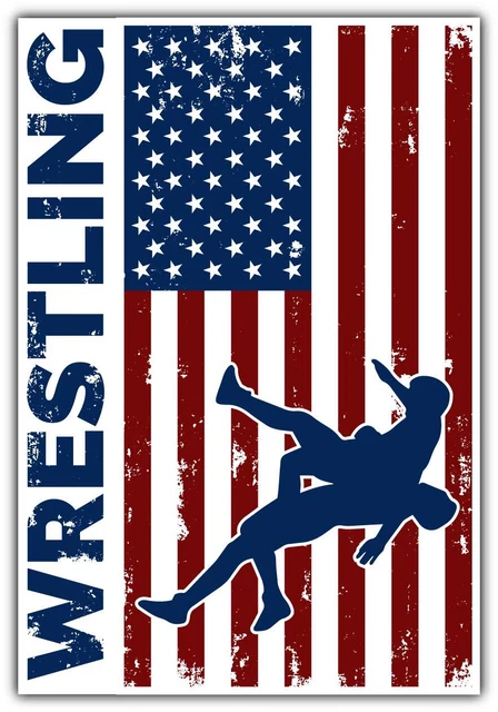 American Wrestling Us Flag Patriotic Sticker Decal Laptop Wall Car ...