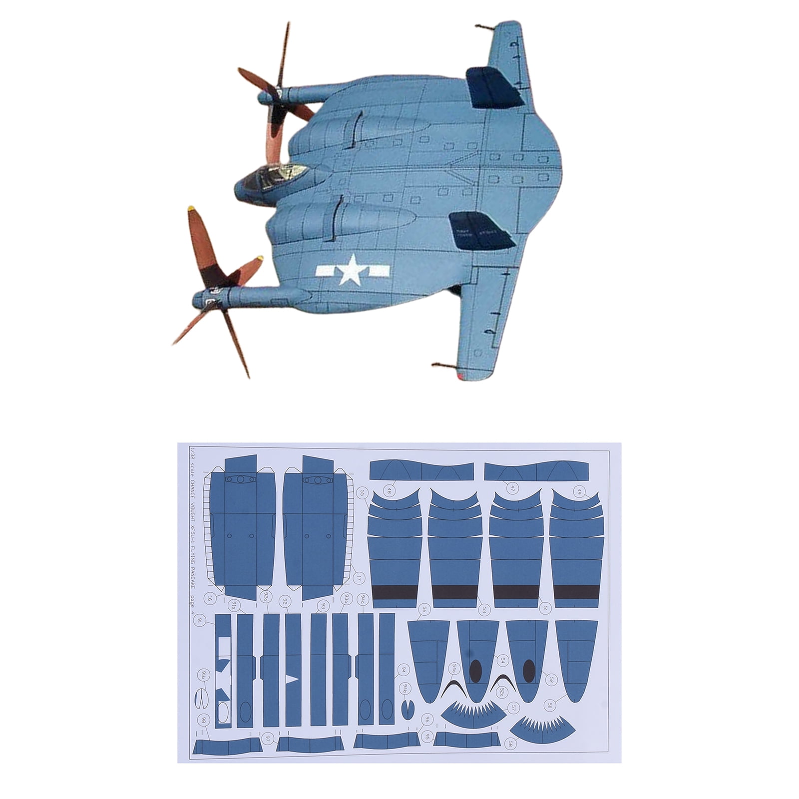 American XF5U-1 Flying Pancake Fighter Paper Model DIY Puzzle for ...