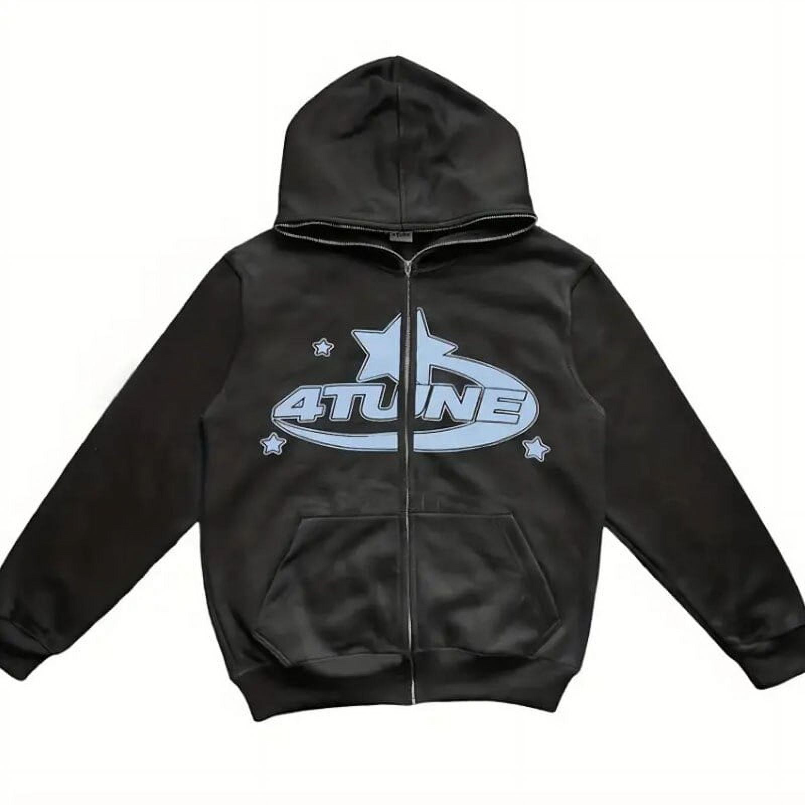 American Y2k Clothes Star Letter Print Vintage Full Zip Up Hoodies ...