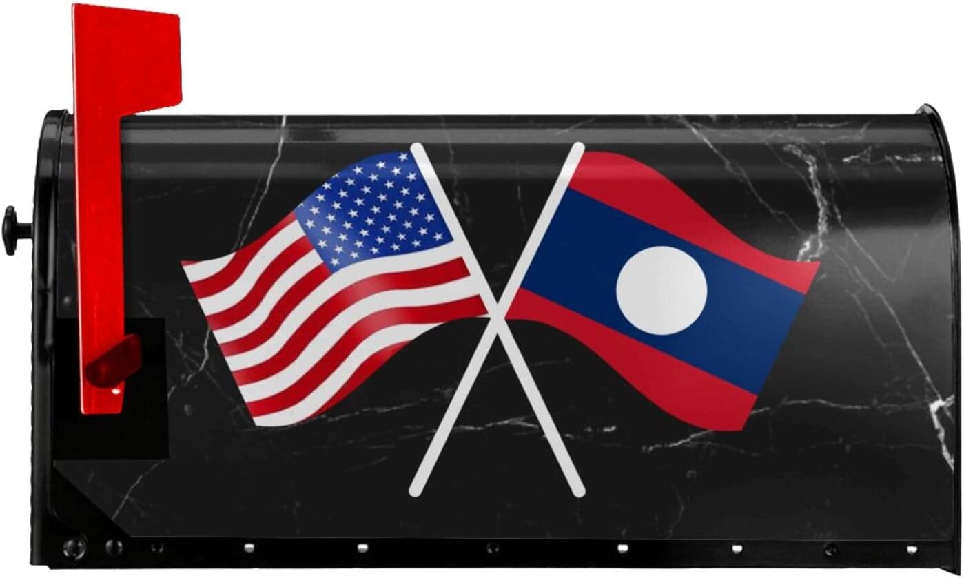American and Laos Flag Mailbox Cover Magnetic Outdoor Decorative ...