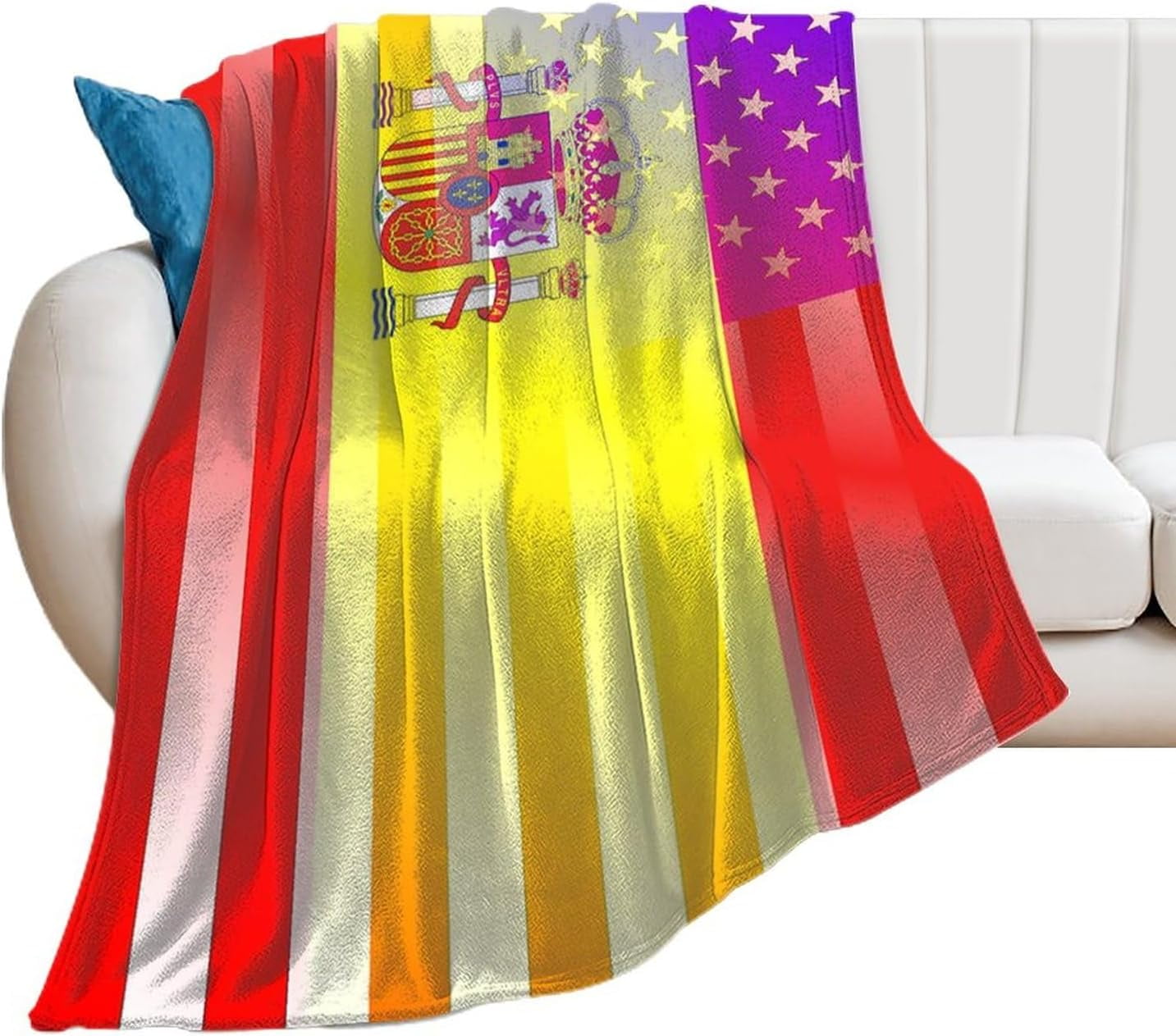 American and Spain Flag Blanket Soft Warm Flannel Throw Blanket Four ...