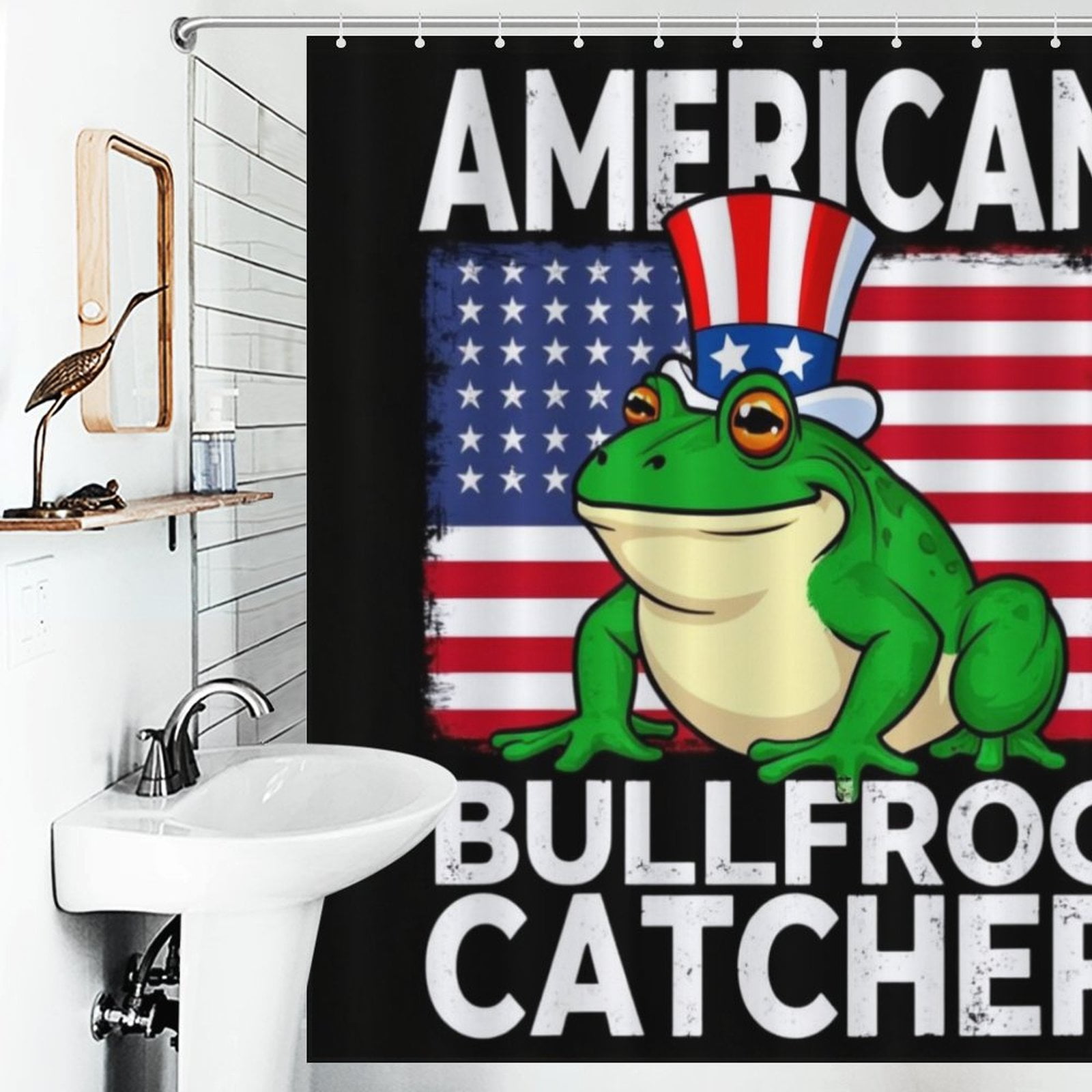 American bullfrog catcher catches and eats frogs Shower Curtains ...