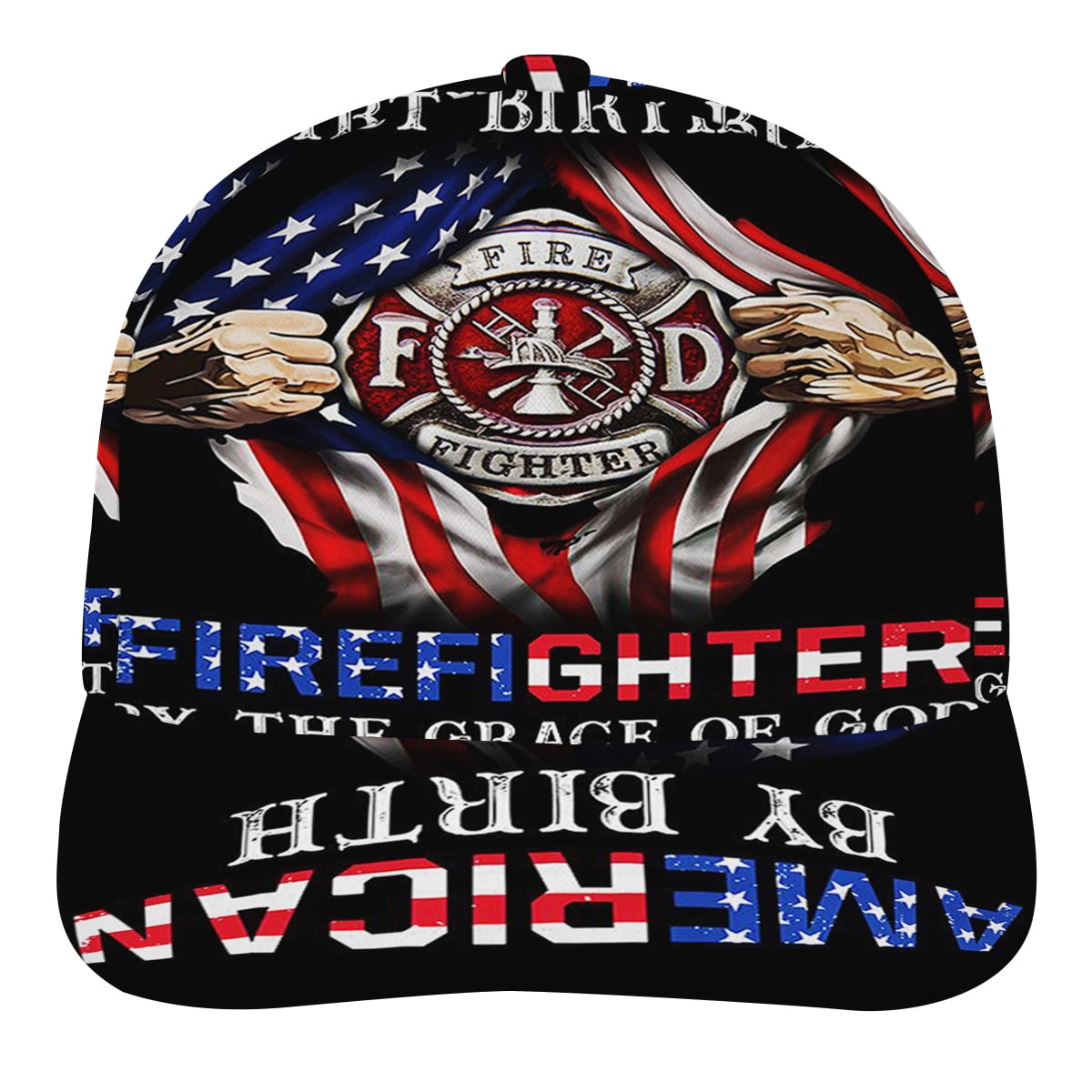American flag By Birth Firefighter By The Grace Of god baseball cap hat ...