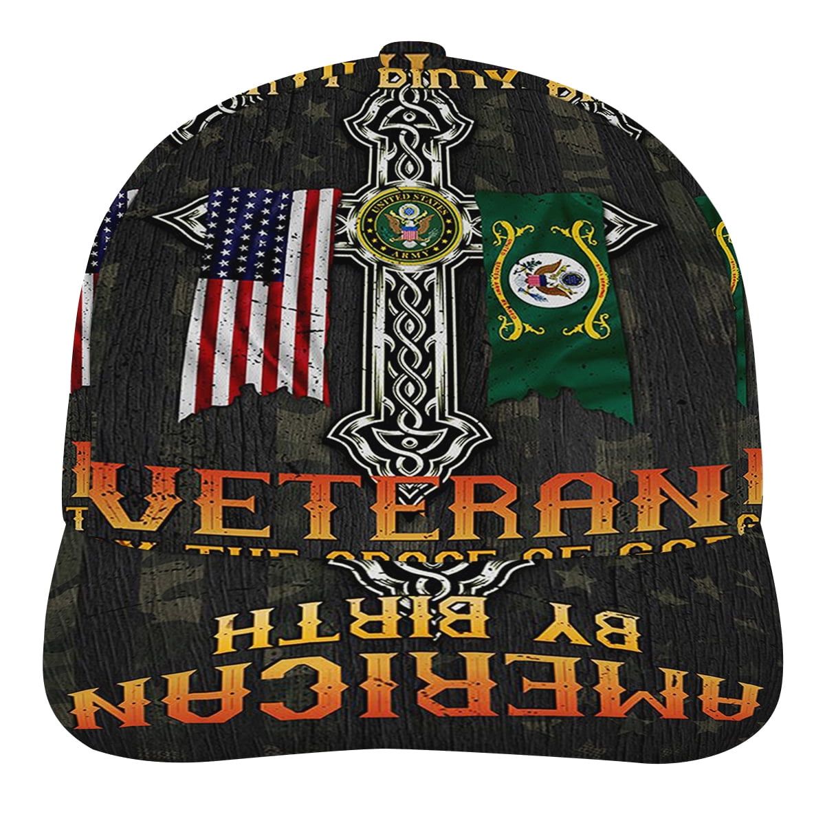 American flag By Birth Veteran By The Grace Of God baseball cap hat ...