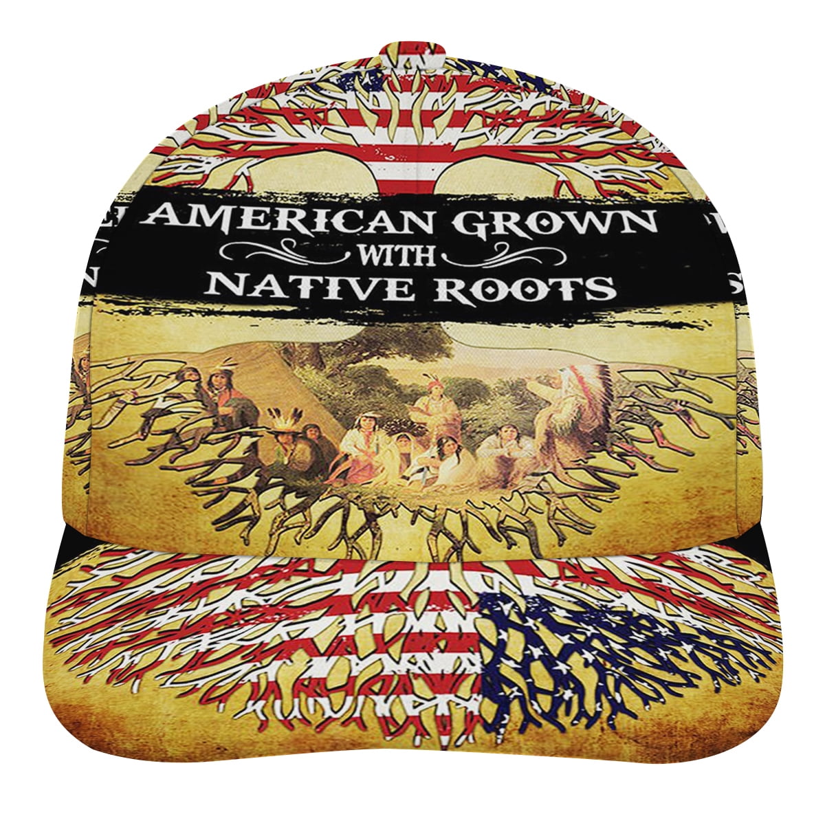 American flag Grown With Native Roots baseball cap hat - Walmart.com