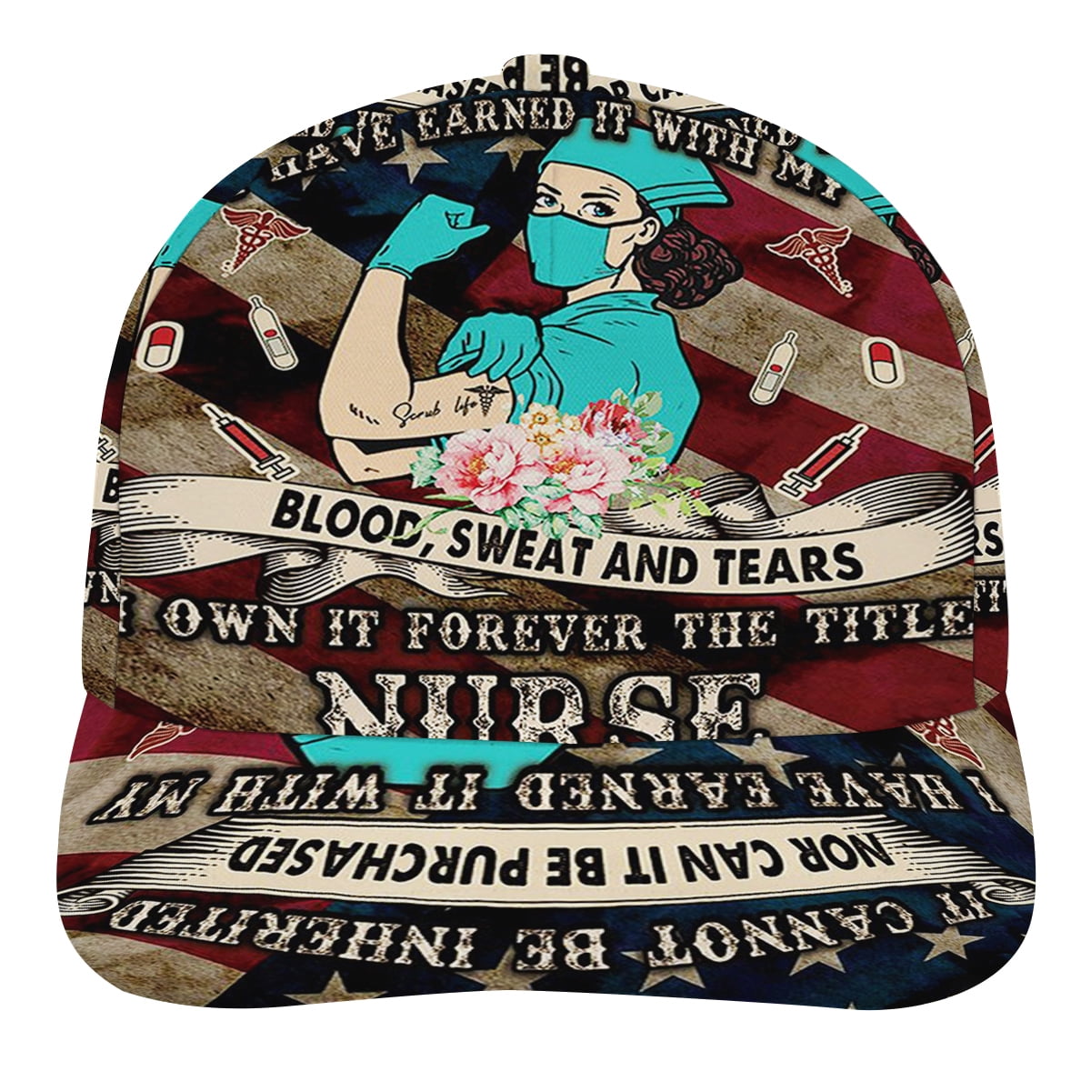 American flag US Nurse baseball cap hat - Walmart.com