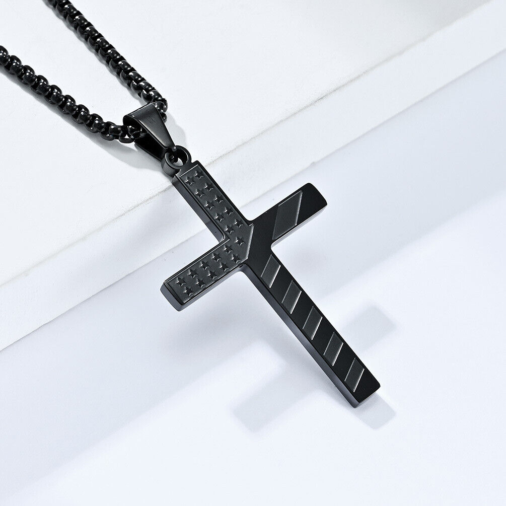 American flag cross necklace for men women Stainless Steel USA Pendant ...