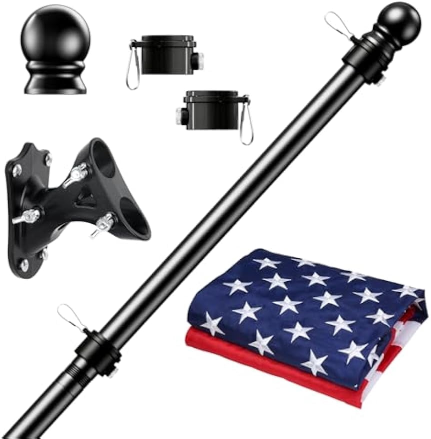 American flag and flagpole kit suitable for exterior of houses ...