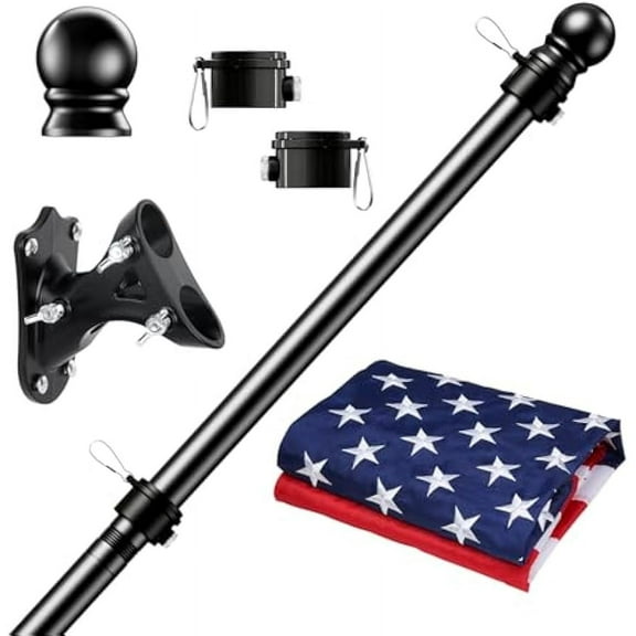 Flag Pole Kit, Tangle Free Spinning Stainless Steel Rustproof Flagpole ...