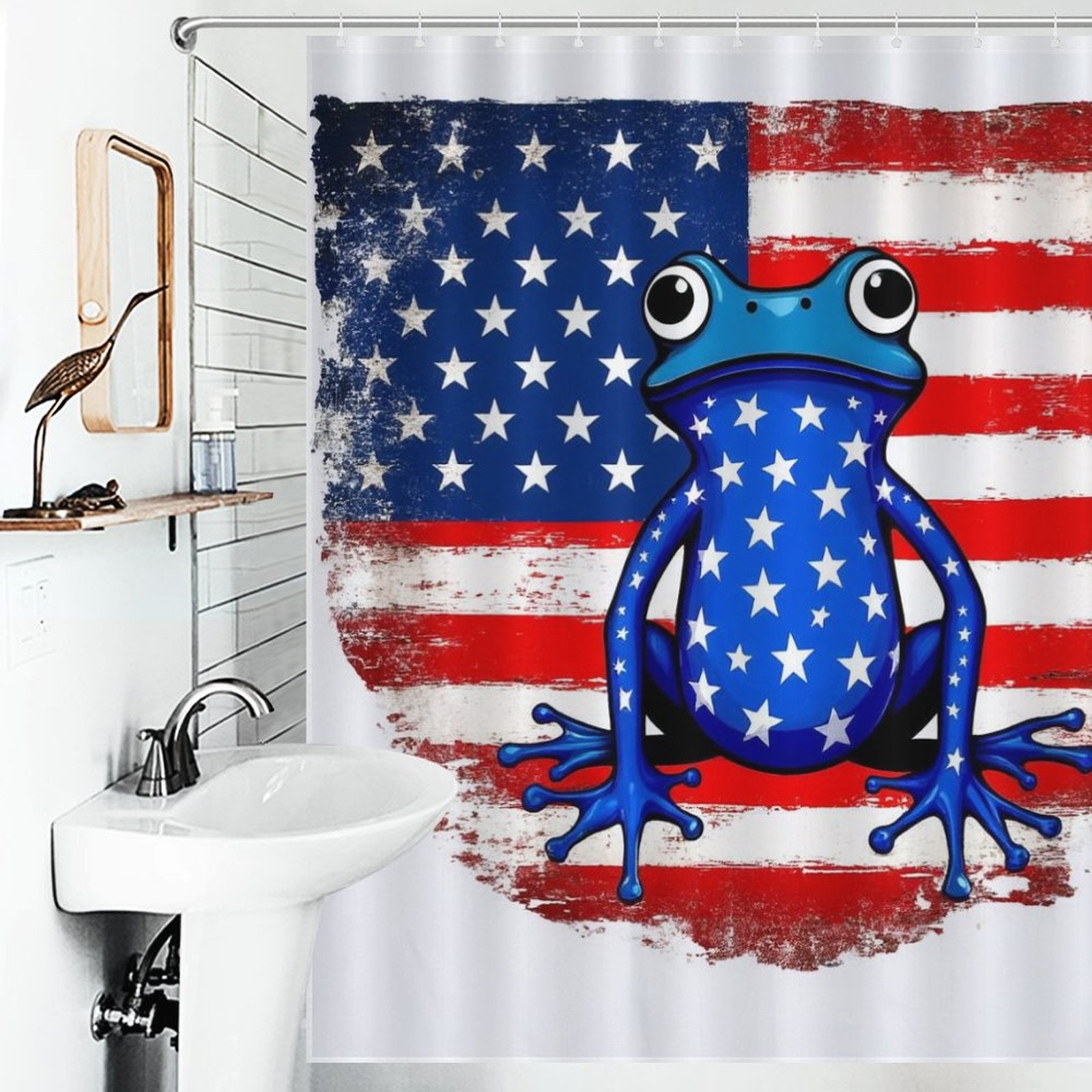 American flag in the shape of a frog Shower Curtains for Bathroom ...