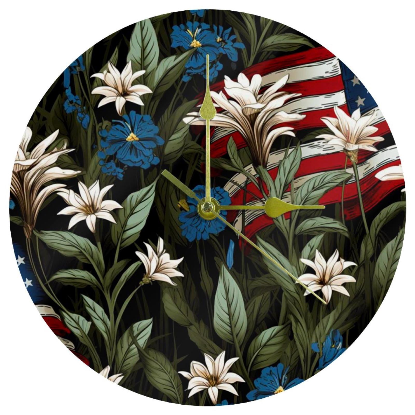 American flag plant Circular Acrylic Wall Clock - Stylish Timepiece for ...