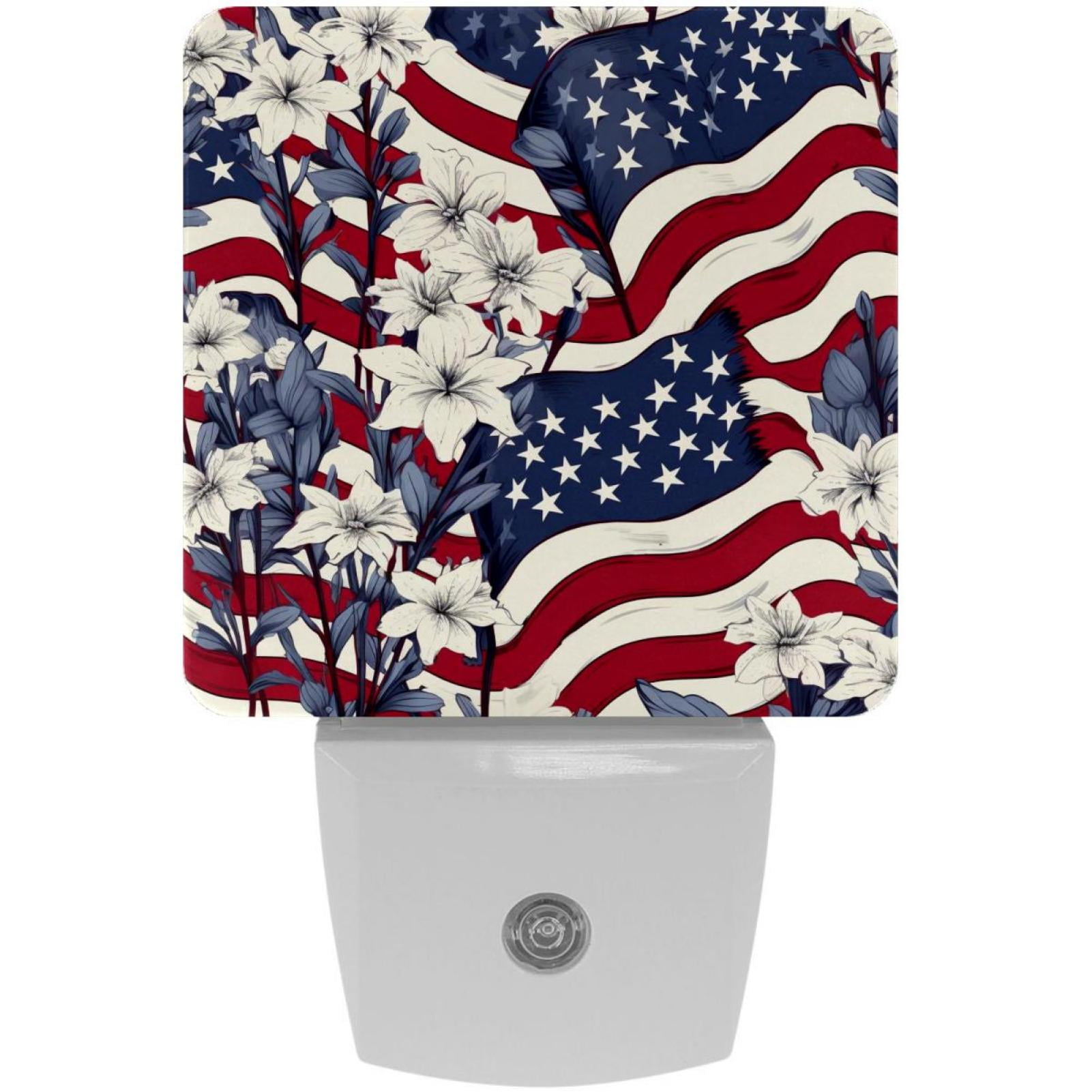 American flag plant LED Square Night Light - Soft Glow Plug-in Lamp ...