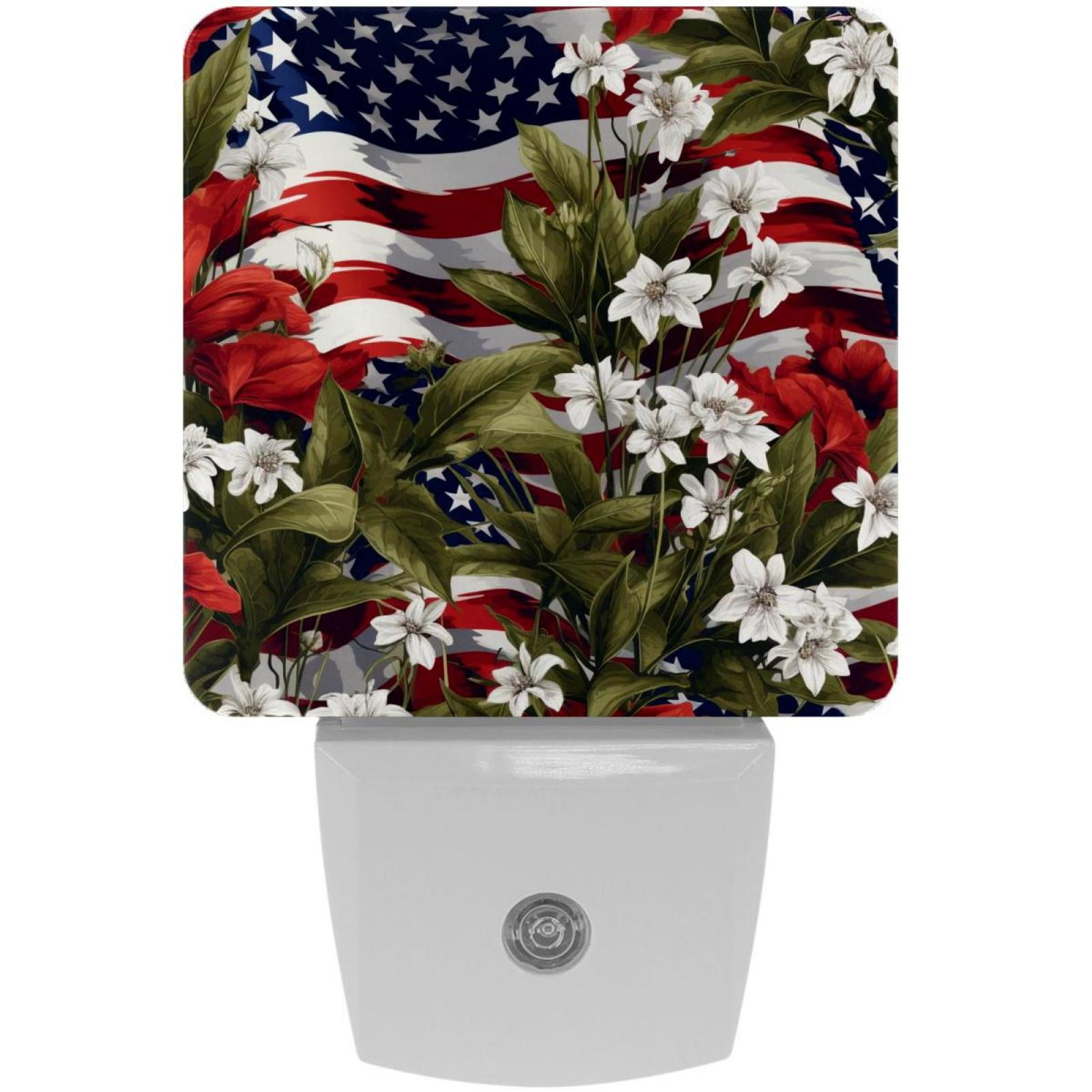 American flag plant LED Square Night Light - Soft Glow Plug-in Lamp ...