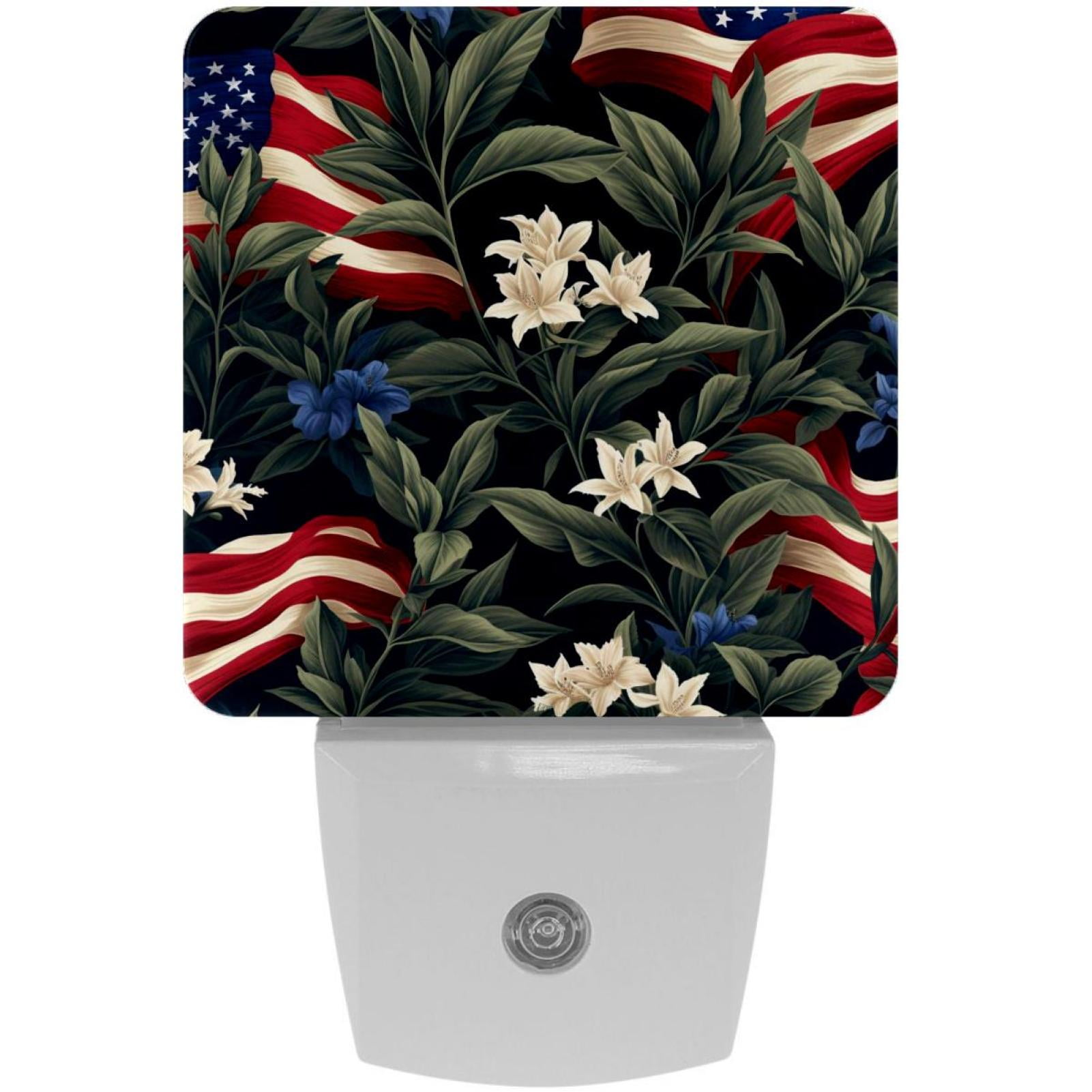 American flag plant LED Square Night Light - Soft Glow Plug-in Lamp ...