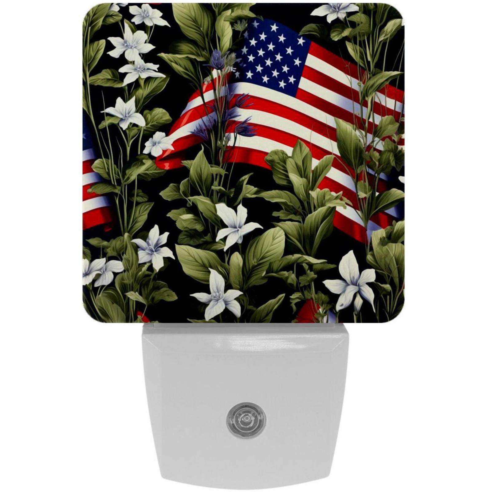 American flag plant LED Square Night Light for Bedroom and Bathroom ...