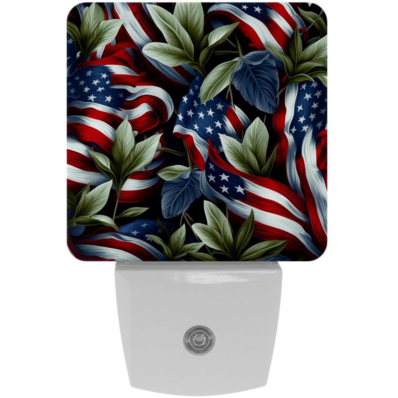 American flag plant LED Square Night Lights with Motion Sensor - Modern ...