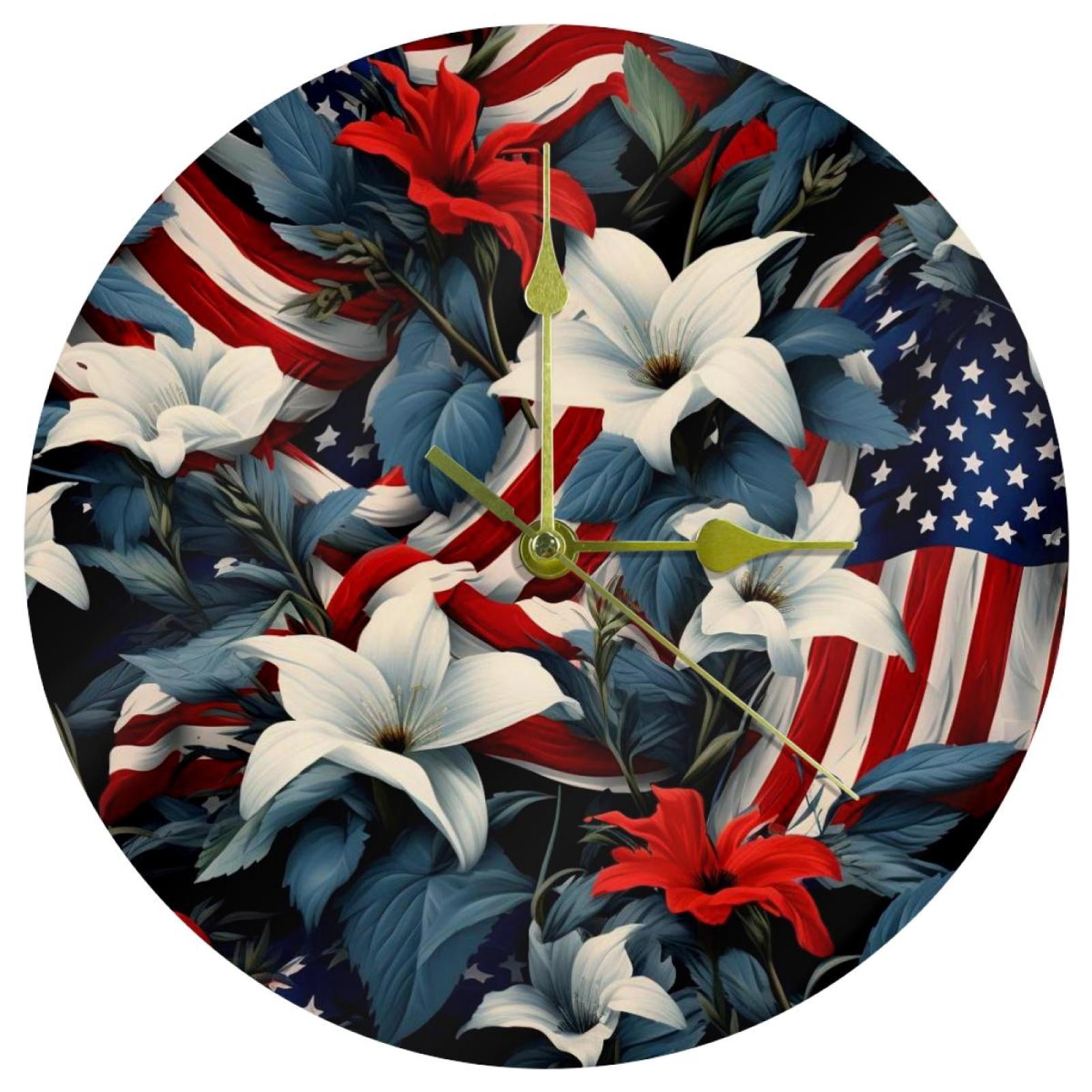American flag plant Modern Round Acrylic 9.8 Inch Wall Clock, Silent ...