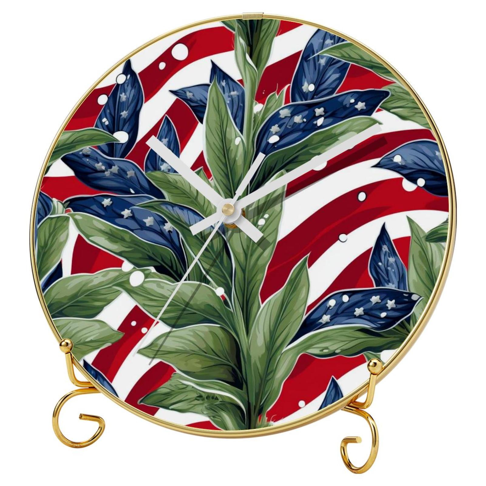 American flag plant Round Wall Clock with Printed Design, Hooks and ...