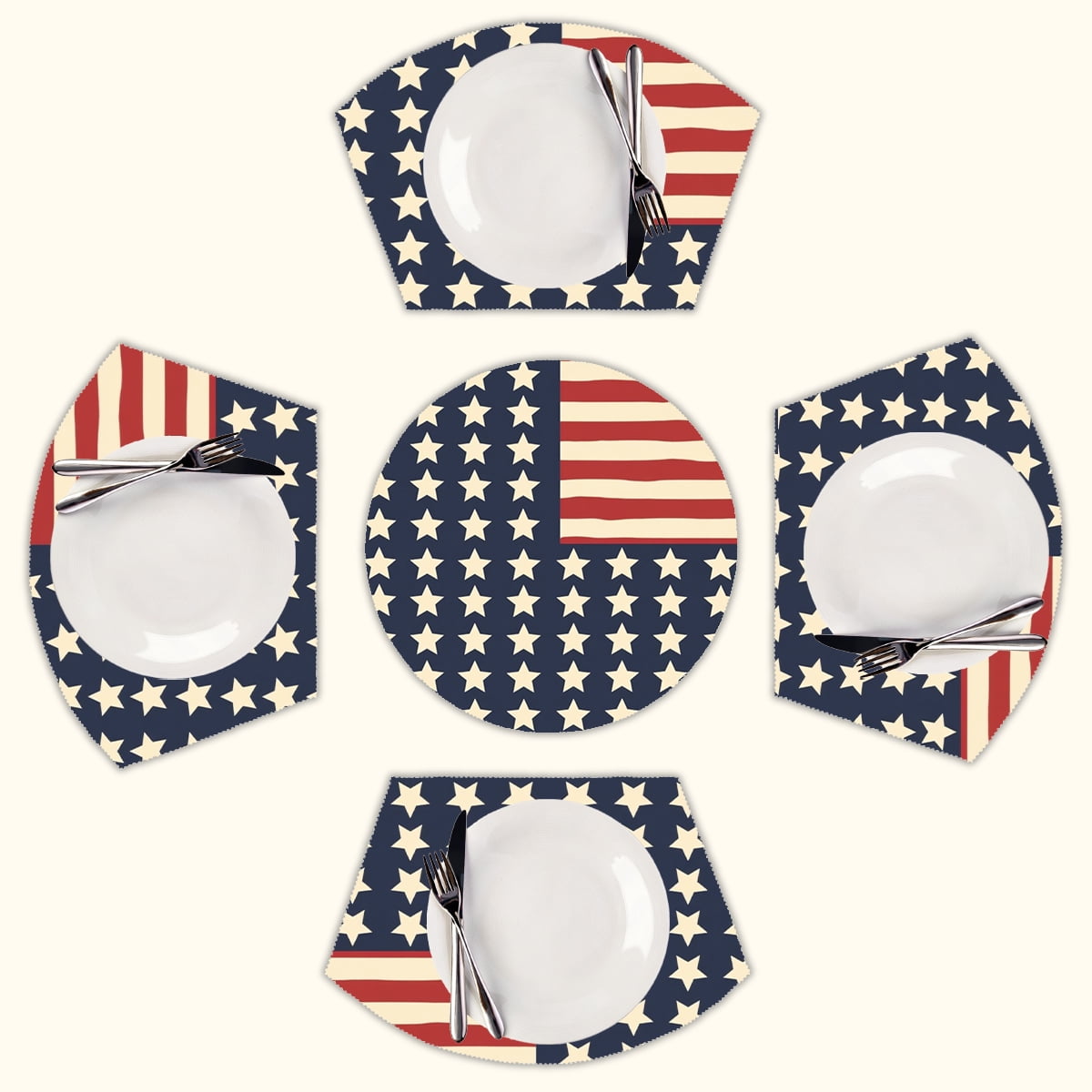 American flag star and stripe pattern Round Table Placemats Set Of 5 ...
