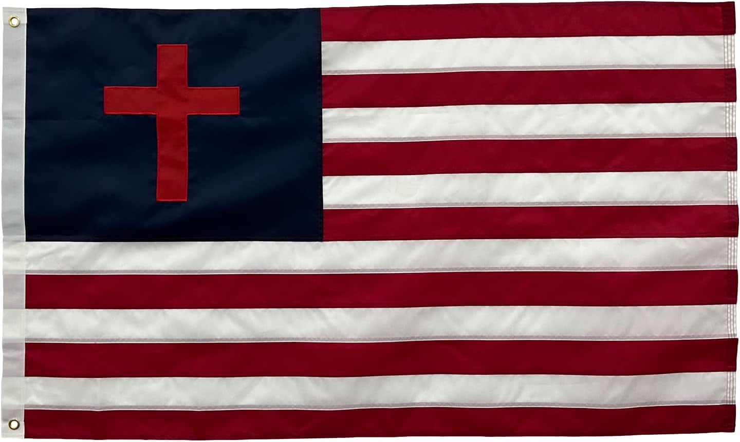 American flag with Cross 2x3 FT, Embroidered Christian Flag Jesus ...
