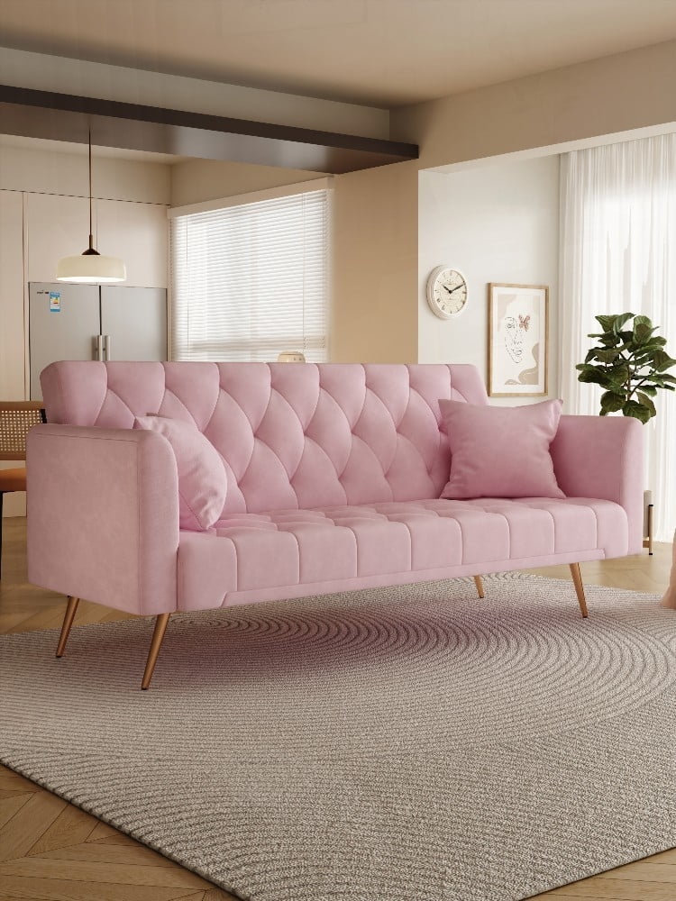 Modern American Pink Velvet 71-inch Convertible Sofa for Small Spaces ...