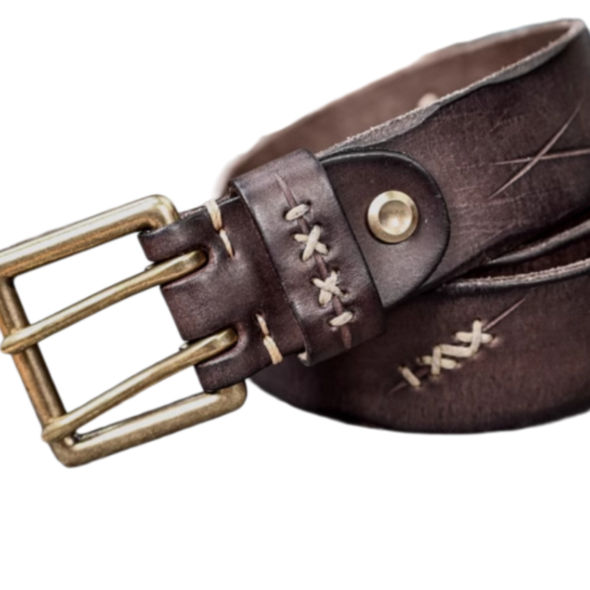 American, retro, rough ore, first layer of pure cowhide, belt, old ...