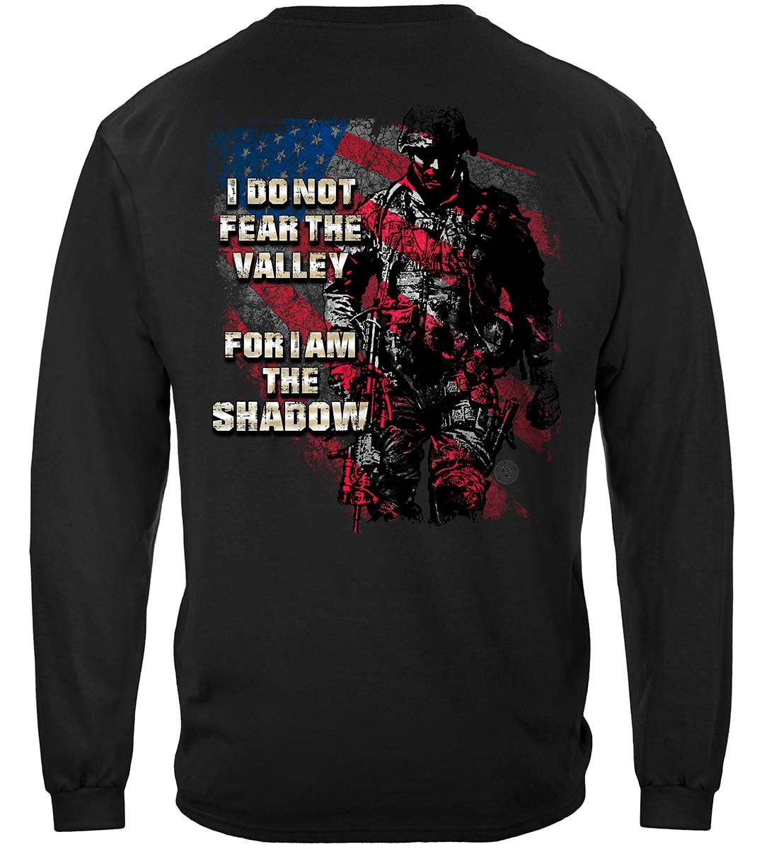 American's Flag Soldier I Am The Shadow Military 100% Cotton Black Long ...