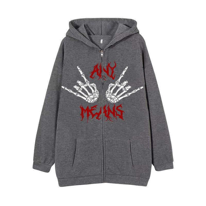 American street fashion dark series metal zipper sweatshirt punk style ...