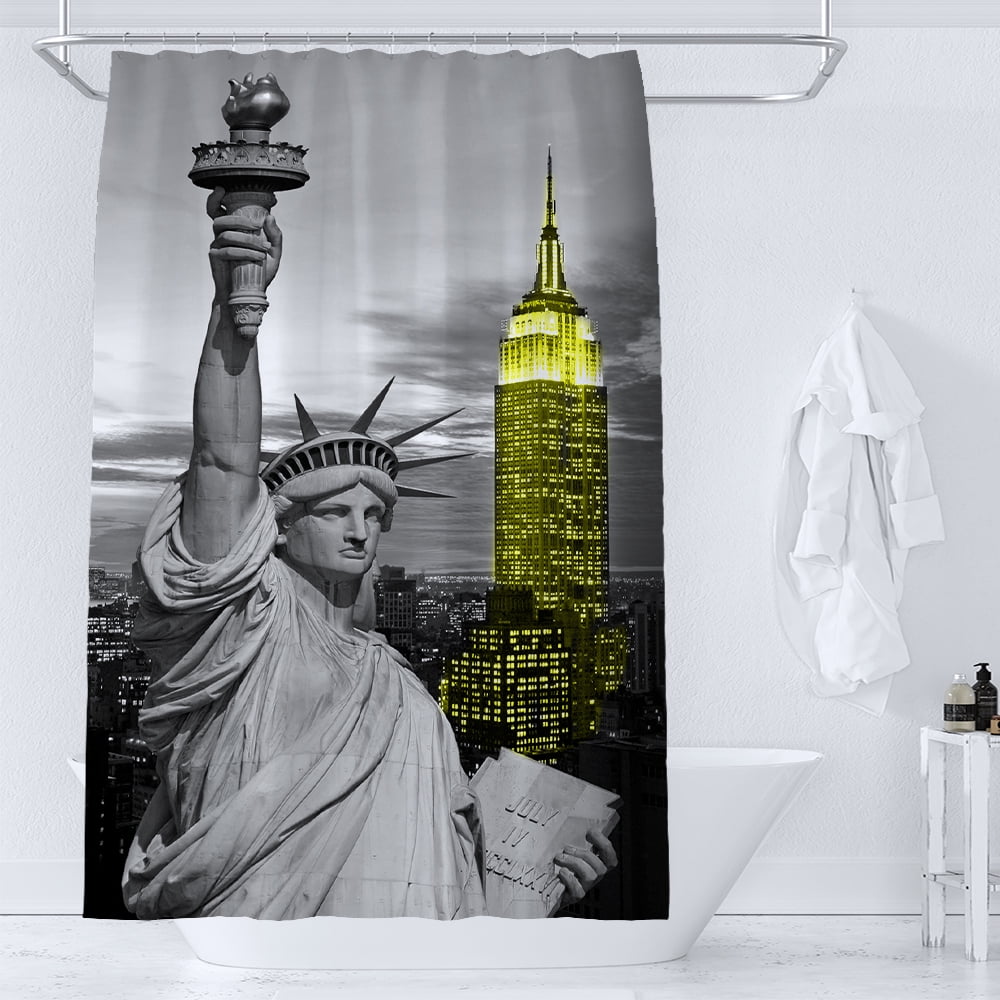 American style Statue of Liberty Printed Shower Curtain Bathroom ...