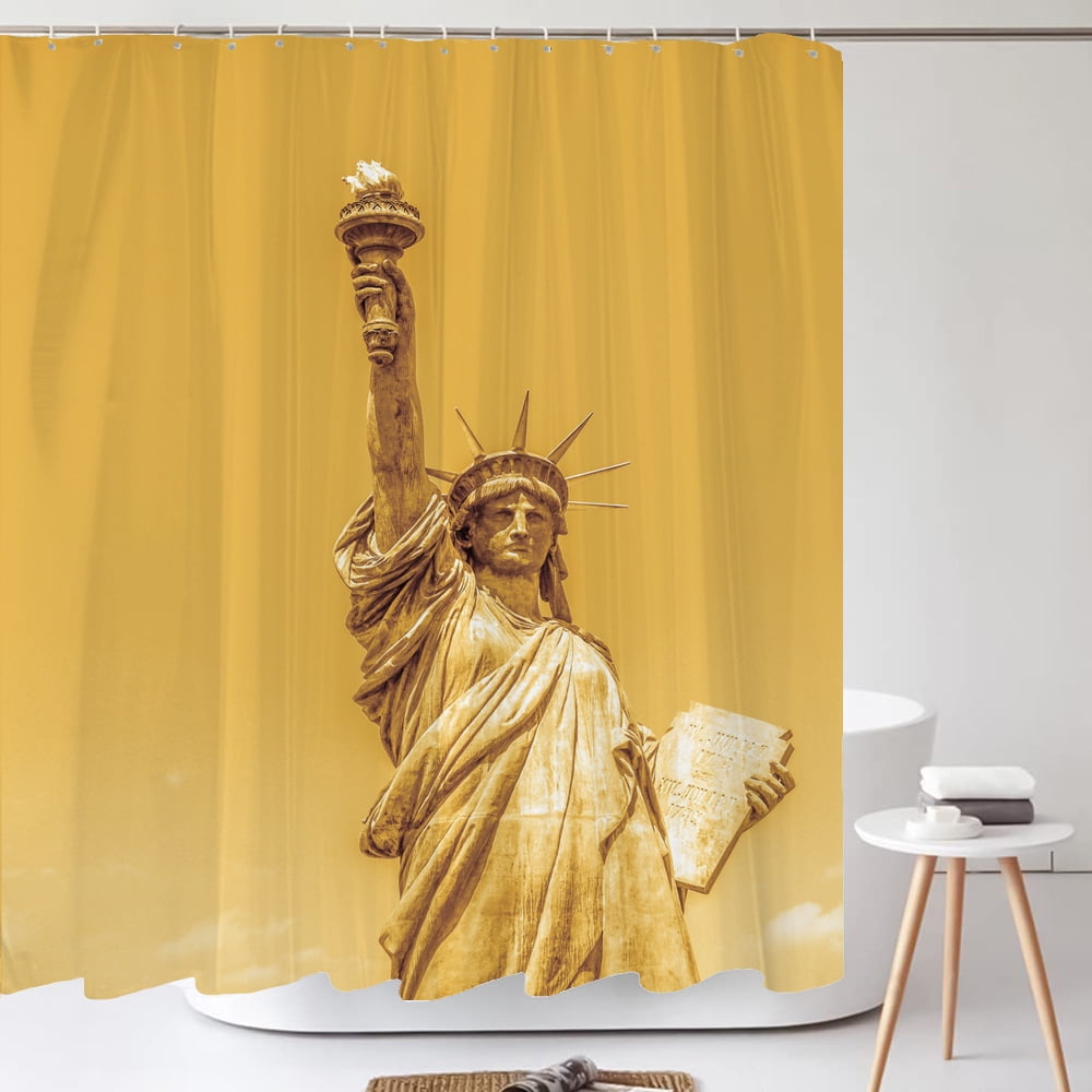 American style Statue of Liberty Printed Shower Curtain Bathroom ...