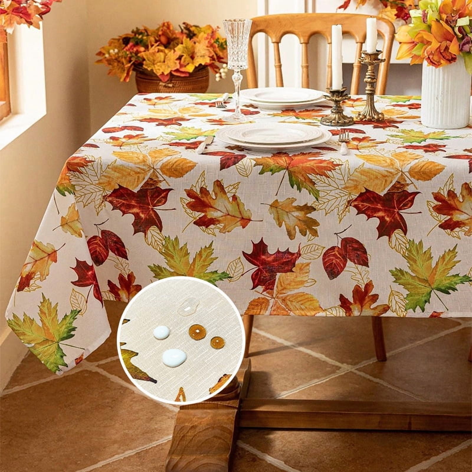 American-style maple leaf printed tablecloth, water-resistant and oil ...