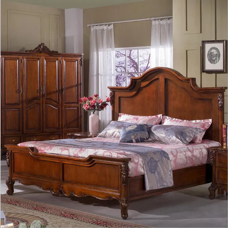 American wood bed 2 people European classical American country style ...