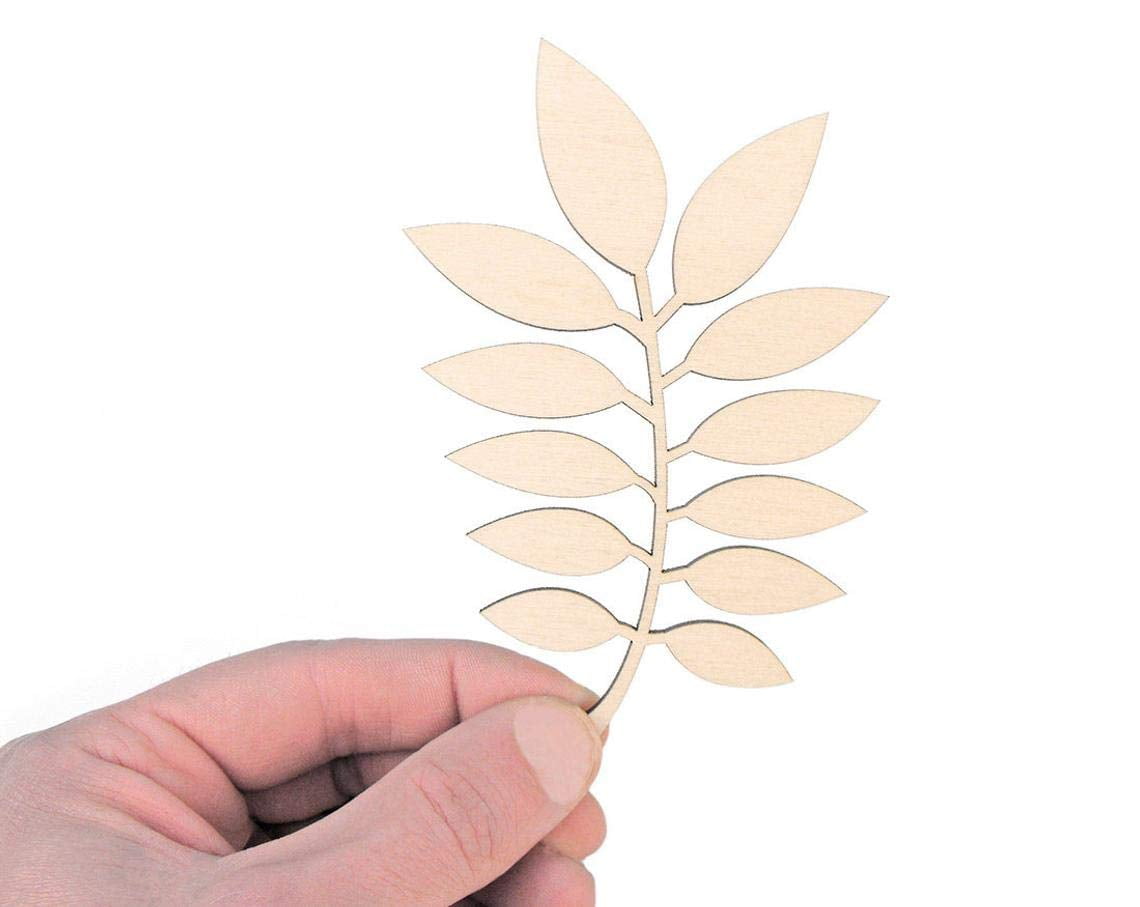 AmericanElm Pack of 10 Pcs Leave 3 DIY Birch Plywood Cutouts for Art ...