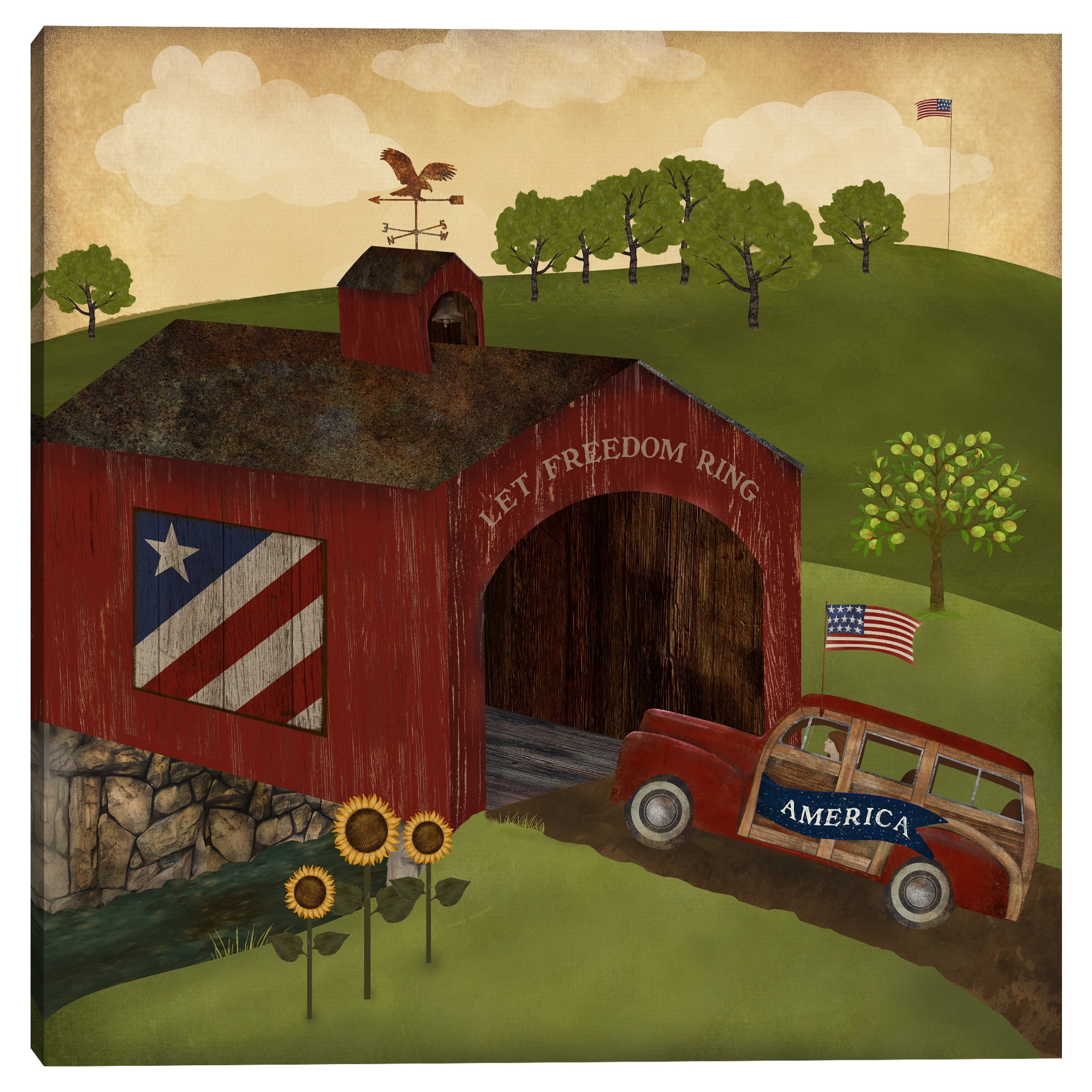 Americana Covered Bridge by Beth Albert Canvas Art Print - Walmart.com