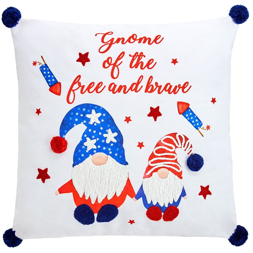 Americana Embroidered Accent Pillows - Gnome of the Brave - Walmart.com