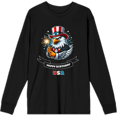 Americana Happy Birthday Usa Black Adult Crew Neck Long Sleeve Tee Xs