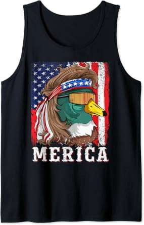 Americana Mallard Duck American Flag Green Head Duck Hunting Tank Top ...